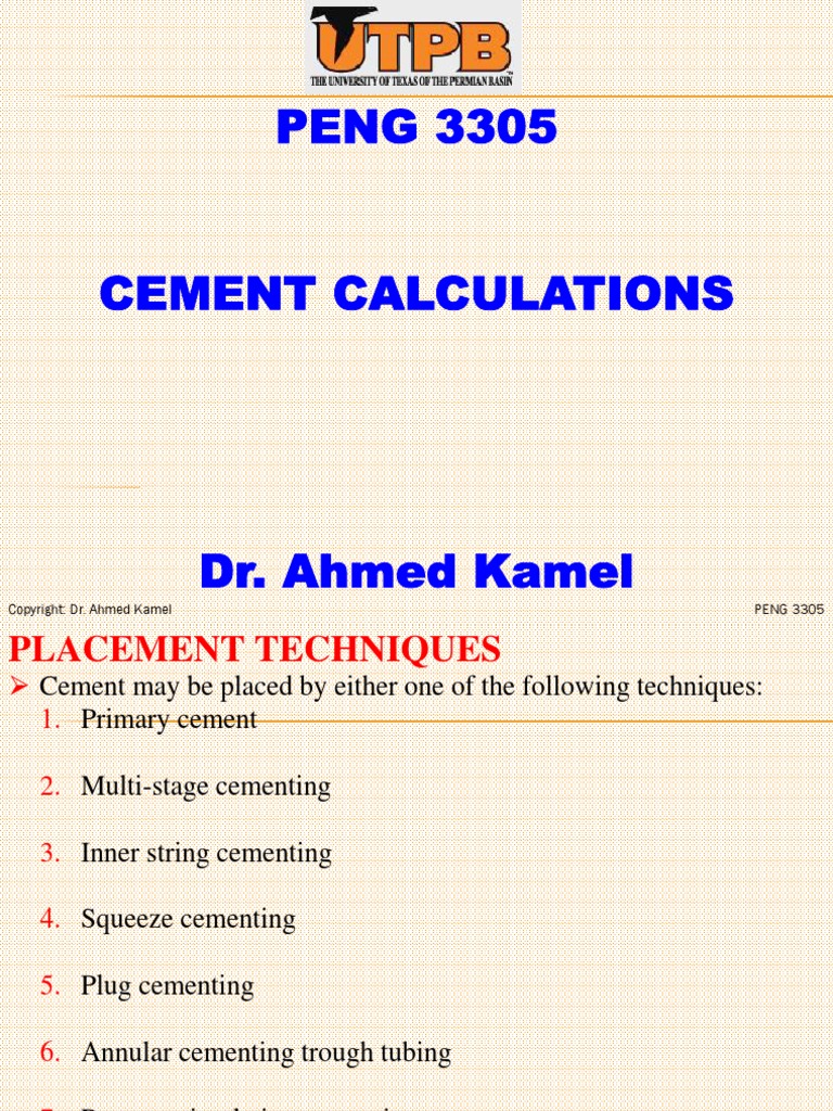 Cement Calculations | PDF | Casing (Borehole) | Chemical Engineering