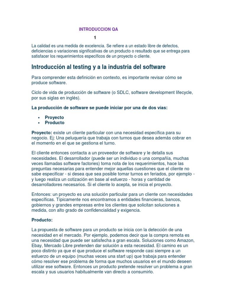 Introducción QA | PDF | Pruebas de software | Software