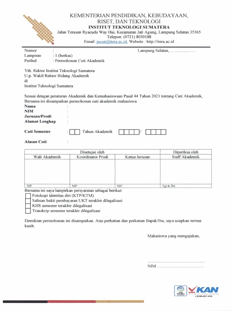 Template Surat Permohonan Cuti | PDF