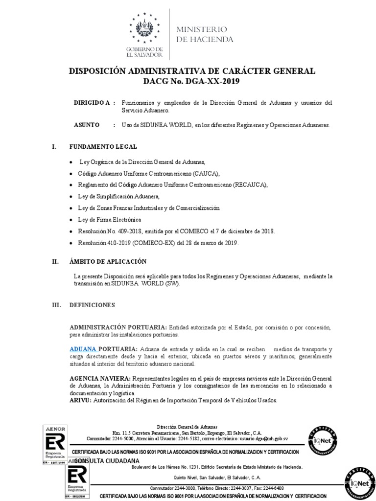 PROYECTO DACG TODOS LOS REGIMENES OPERACIONES (01 11 19 4 36 PM) | PDF ...