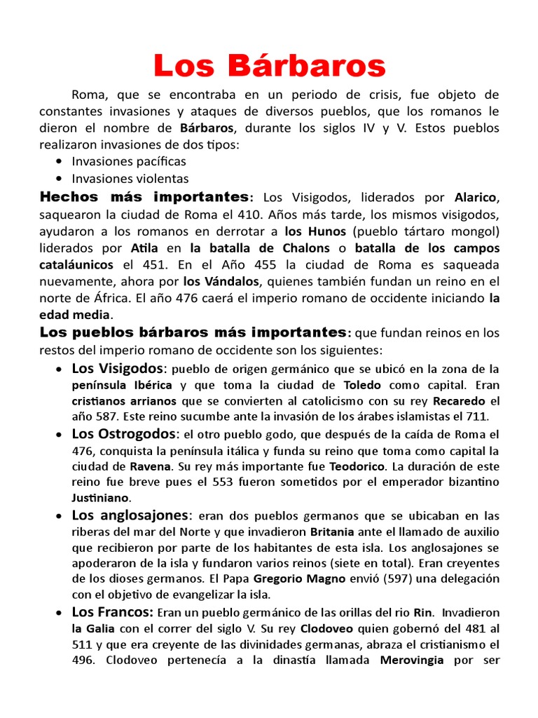 Los Bárbaros | PDF | Pueblos germánicos | Antigüedad tardía