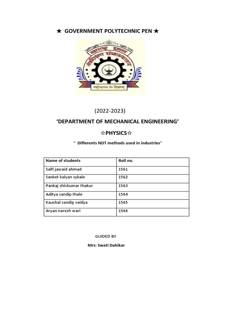Government Polytechnic Pen : Department of Mechanical Engineering ...