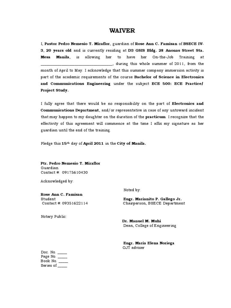 OJT Waiver for ECE Student | PDF