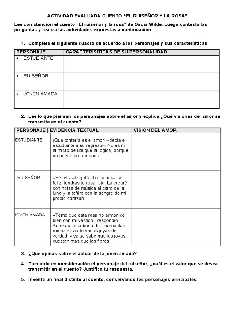 Actividad Evaluada Cuento | PDF