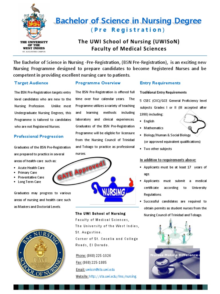 Bachelor of Science in Nursing Degree: The Uwi School of Nursing ...