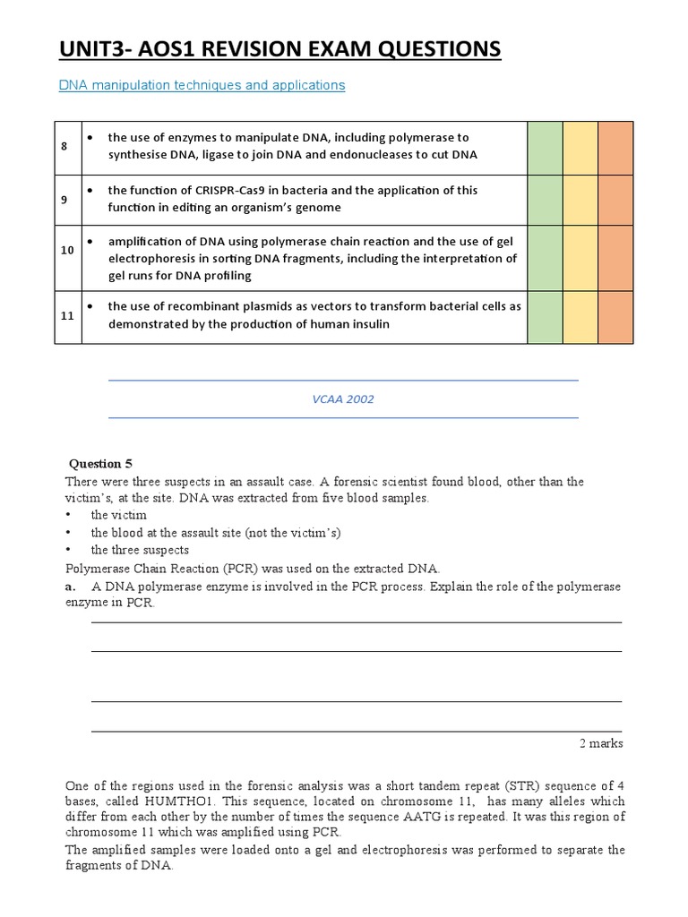 Practice VCAA | PDF | Microsatellite | Plasmid
