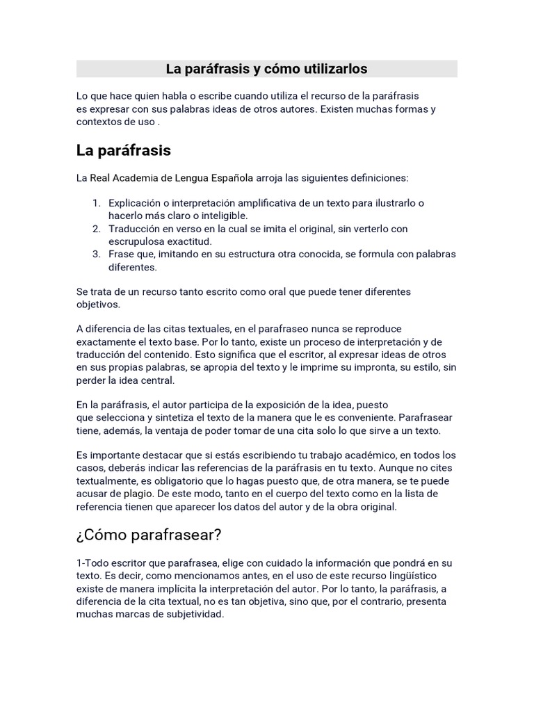 La Paráfrasis Pdf Autor Traducciones