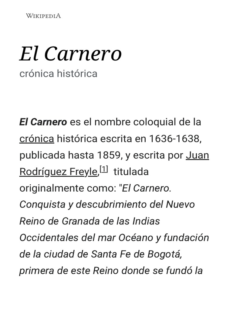 El Carnero: Crónica Histórica | PDF | Literatura en español | Colombia