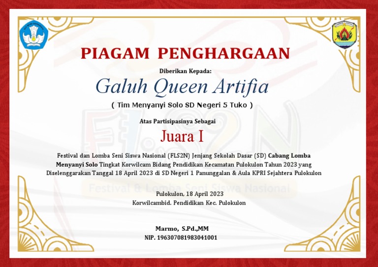 Template Piagam Pantomim | PDF