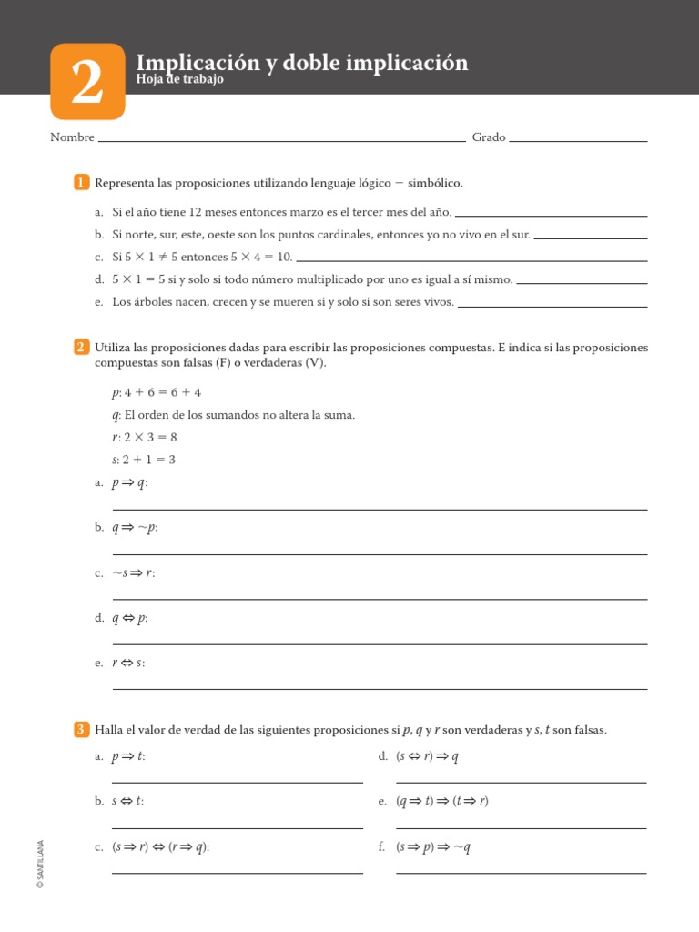 Hoja de trabajo 07 - Implicación y doble implicación - Unidad 1 ...