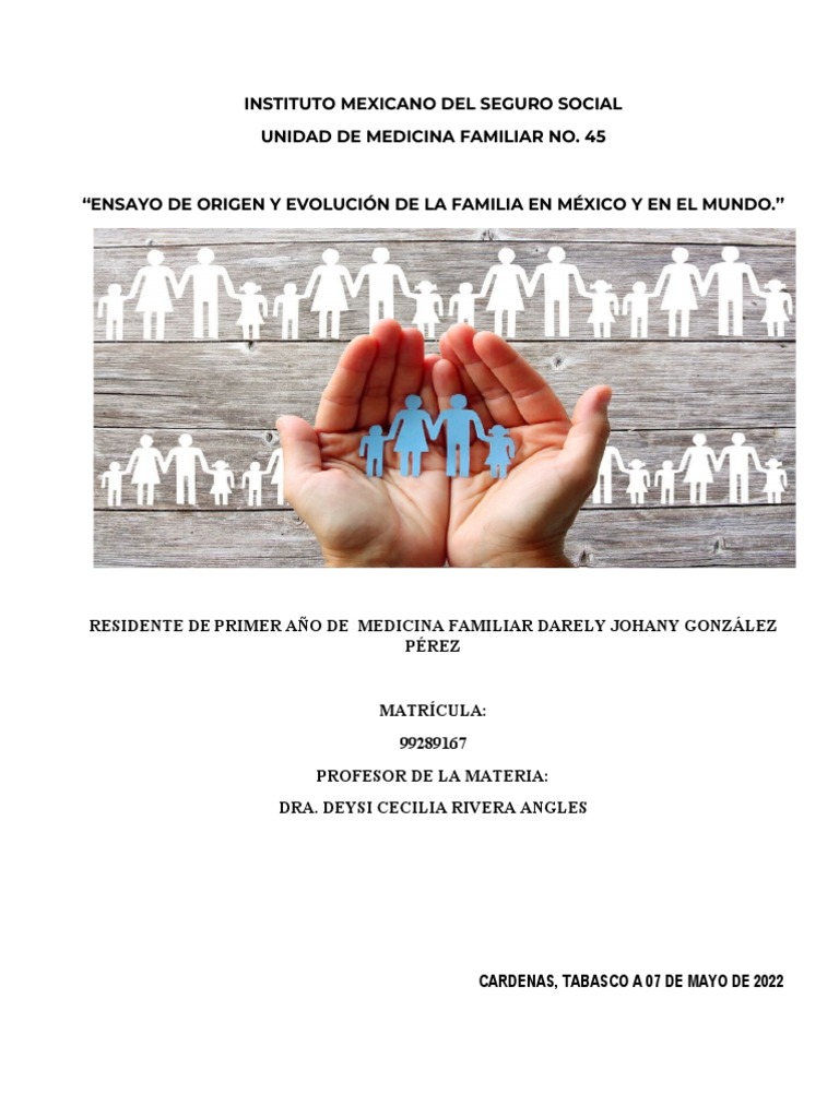 Ensayo Del Origen y Evolución de La Familia en México y en El Mundo ...