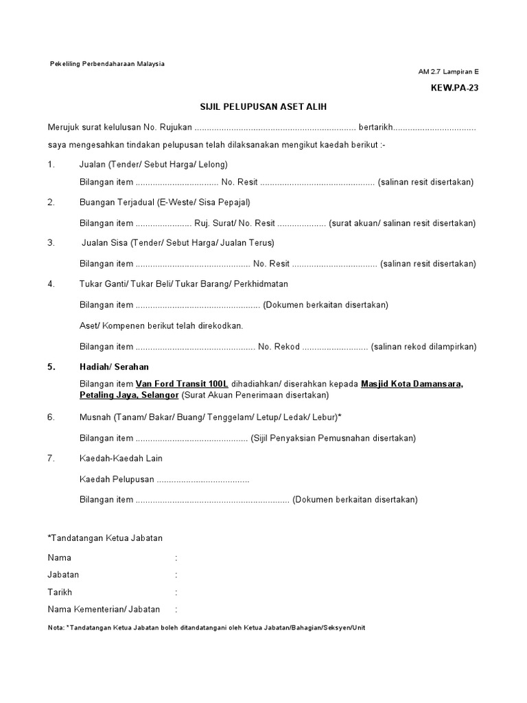 KEW - PA-23 (Pelupusan) | PDF
