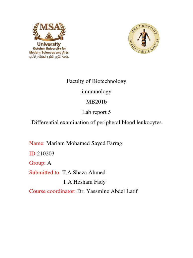 Lab Report 3 and 4 Immunology | PDF | Blood Type | White Blood Cell