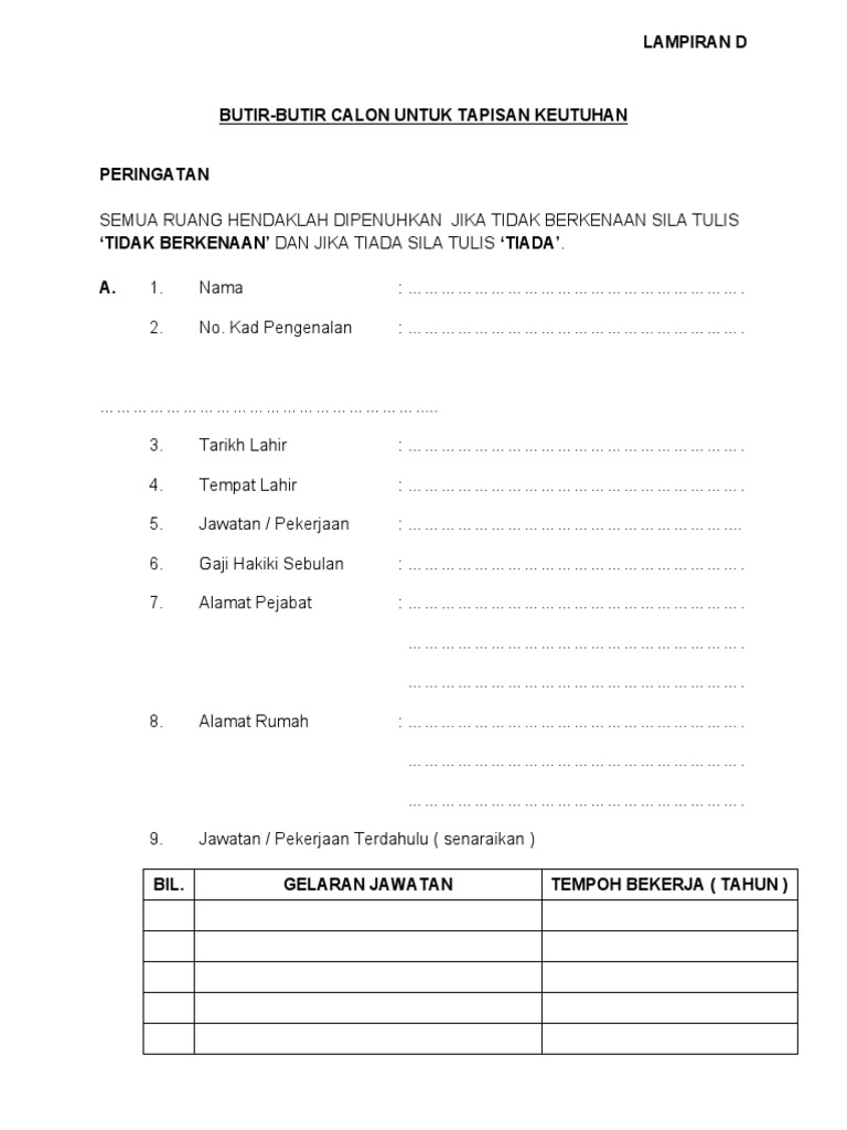 BORANG SPRM | PDF