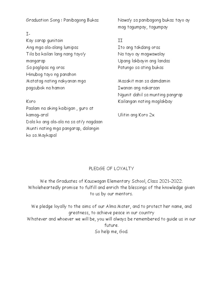 Graduation Song | PDF