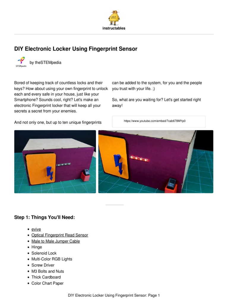 Diy Electronic Locker Using Fingerprint Sensor Pdf Access Control Door 