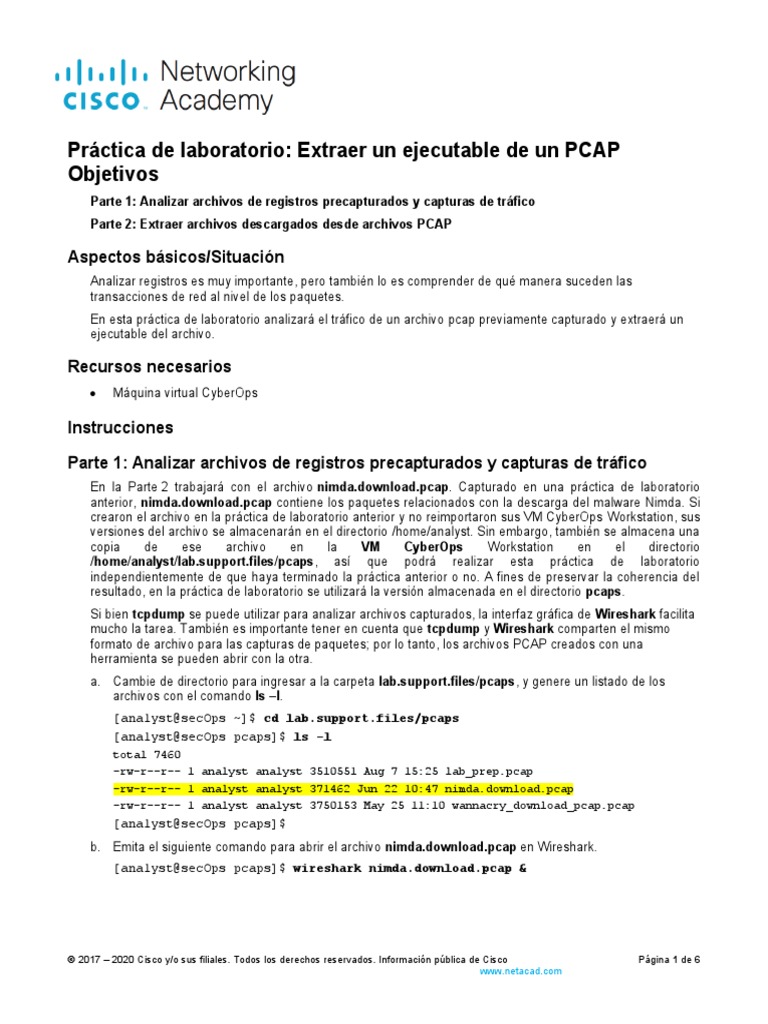 27.2.10 Lab - Extract An Executable From A PCAP | PDF | Archivo de computadora | Protocolo de ...