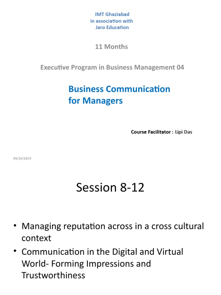 Business Communication for Managers | PDF | Human Communication | Cognition