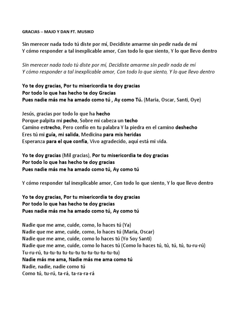 Gracias - Majo y Dan FT - Musiko | PDF