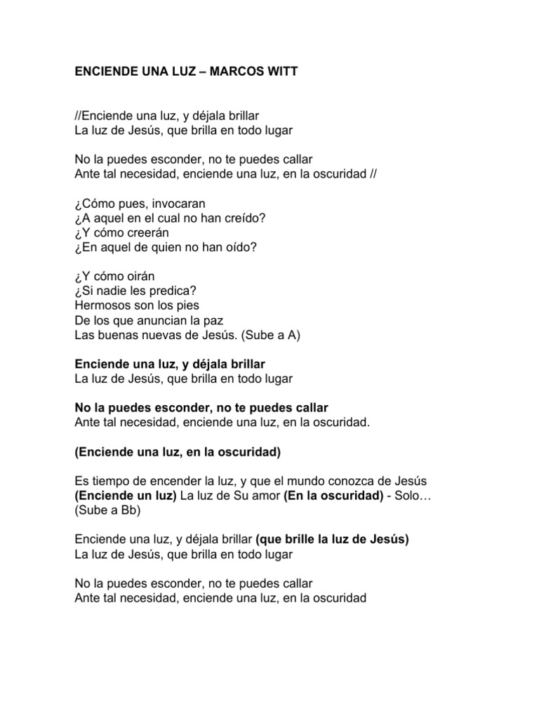 Enciende Una Luz - Lyrics | PDF