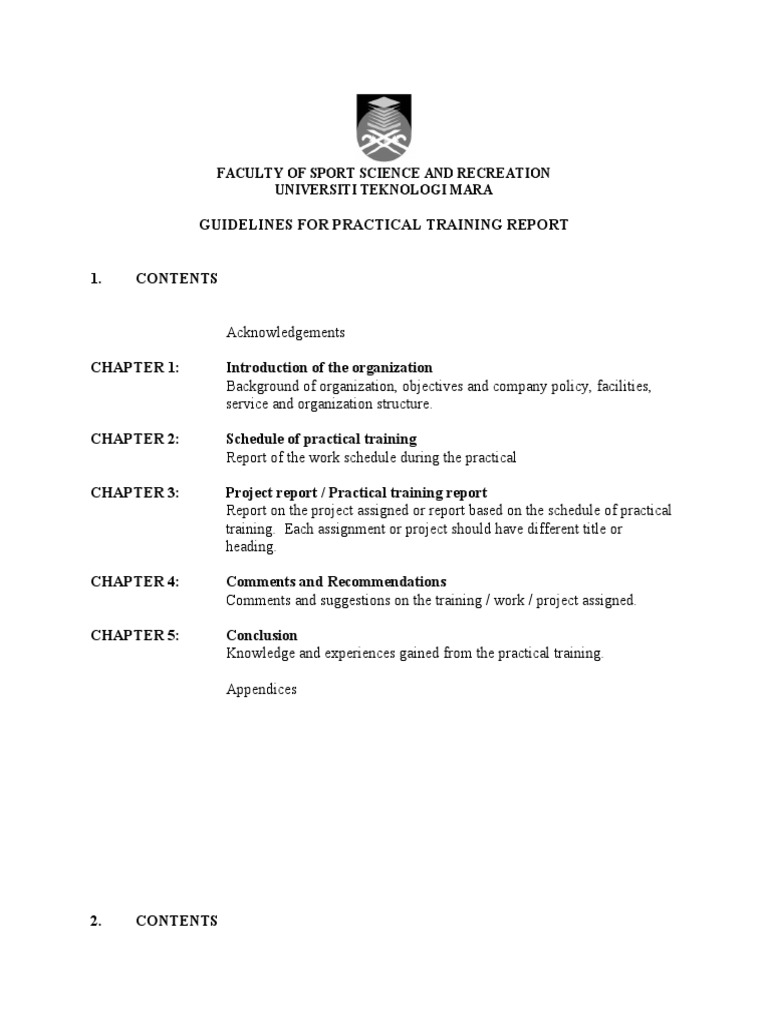 Template For Practical Training Report Maizan | PDF