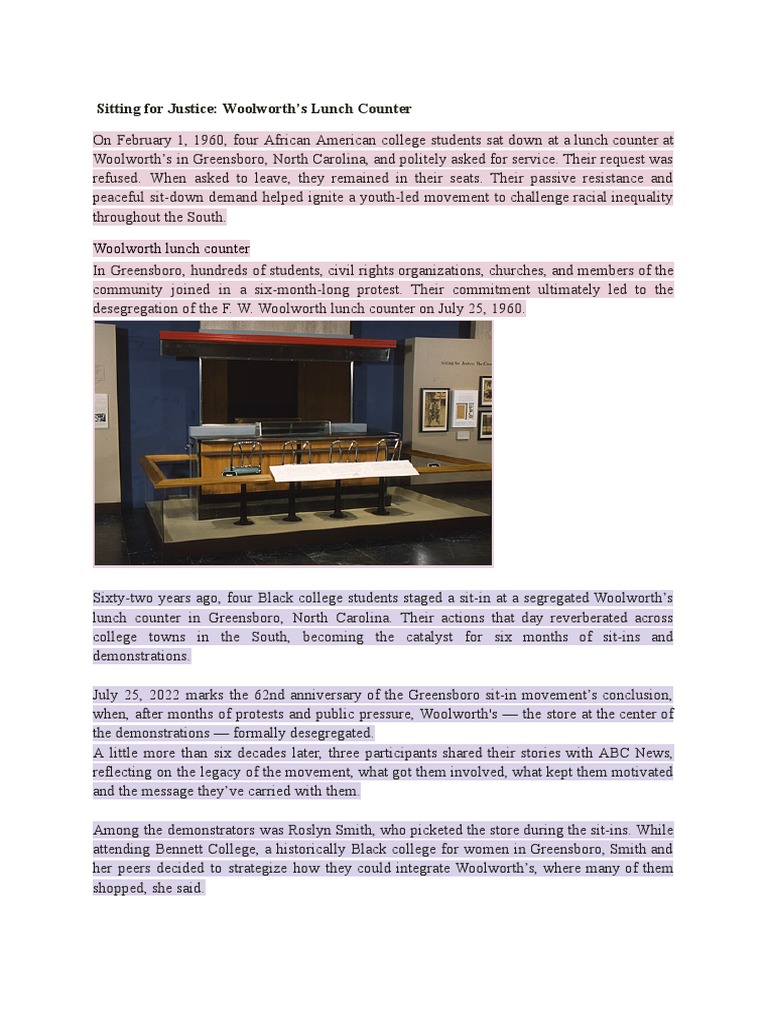 Greensboro Sit-In: A Fight for Justice | PDF | Social Movements | The ...