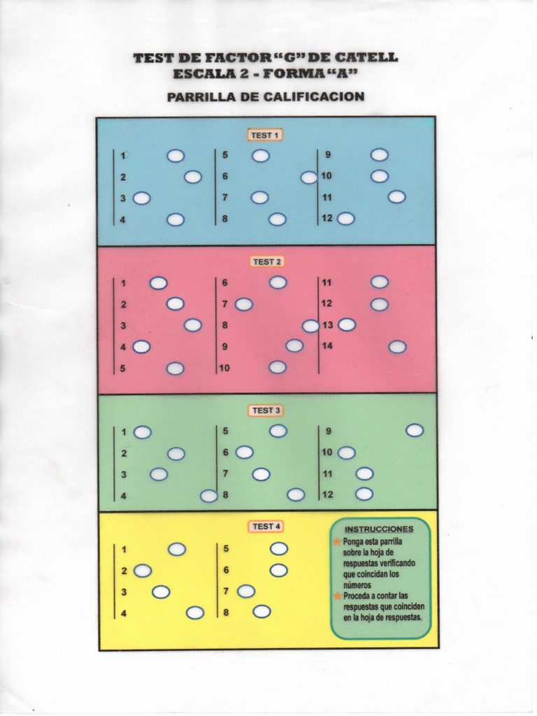 PLANTILLA DE CORRECCIÓN CATTELL 2 glenda} | PDF