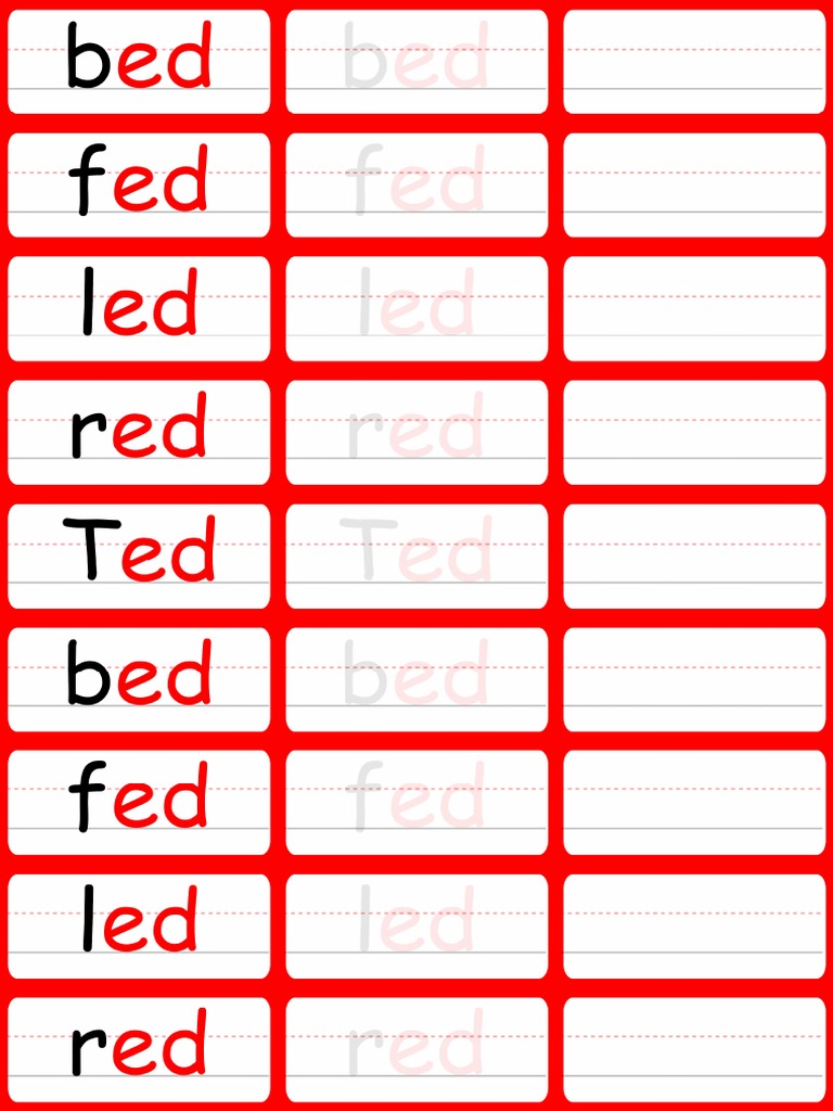 E Word Families Worksheets | PDF