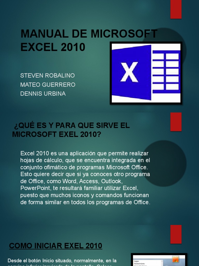 Manual de Microsoft Exel 2010 | PDF | Hoja de cálculo | Microsoft Office