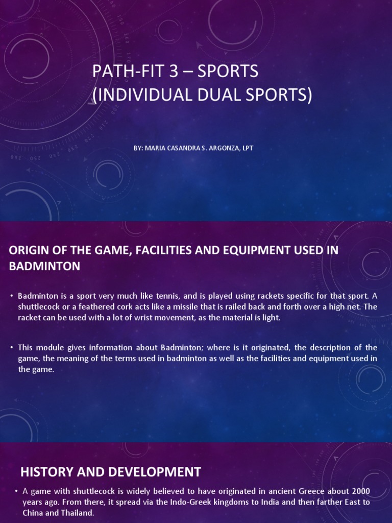 Path-Fit 3 - Sports (Individual Dual Sports) : By: Maria Casandra S ...