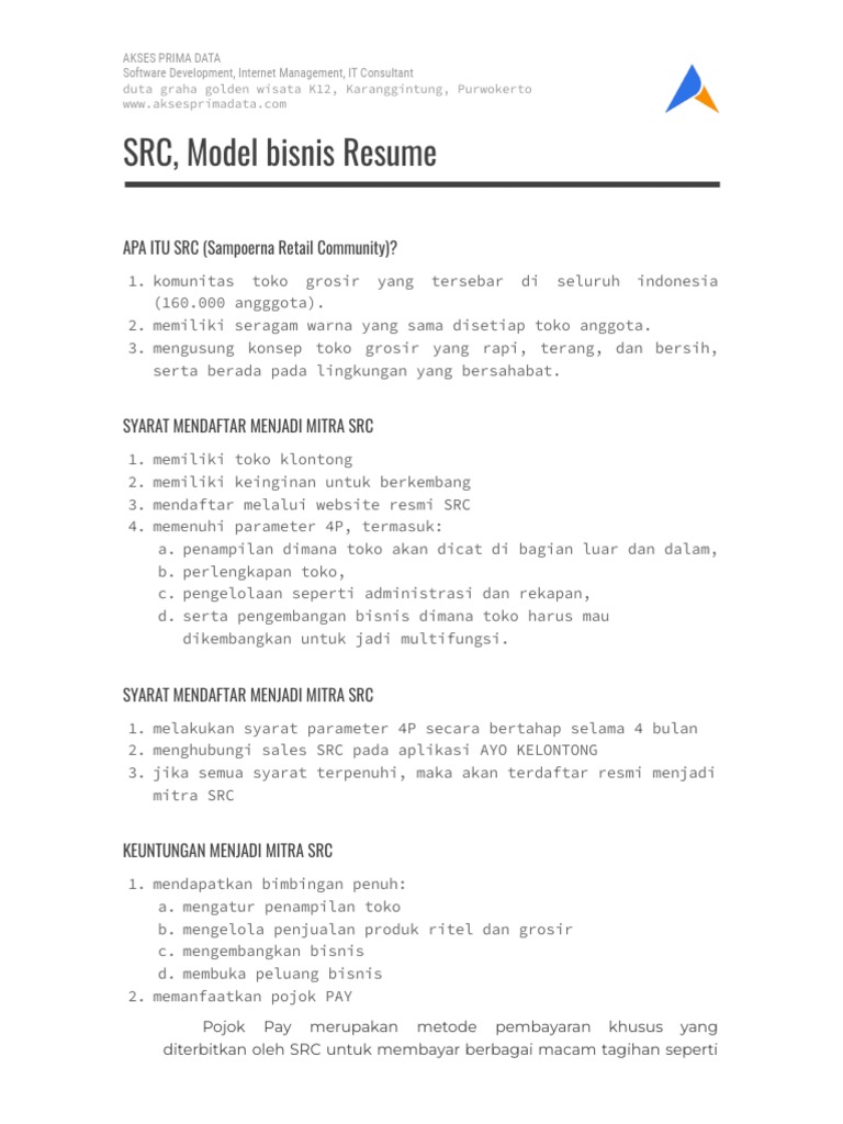 Keuntungan dan Syarat Menjadi Mitra SRC | PDF