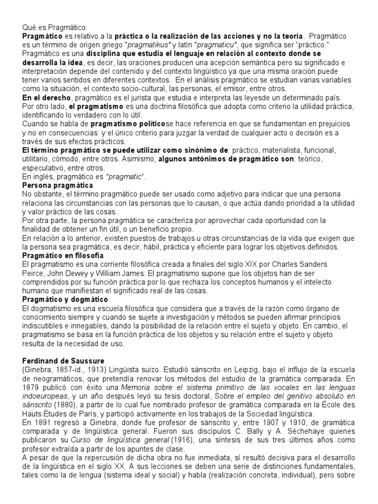 Qué Es Pragmático | PDF | Lingüística | Noam Chomsky