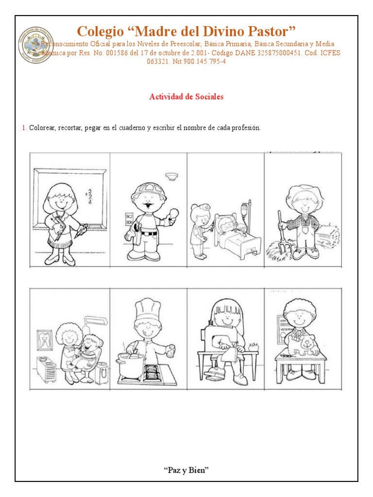 Actividades de Profesiones para Preescolar | PDF