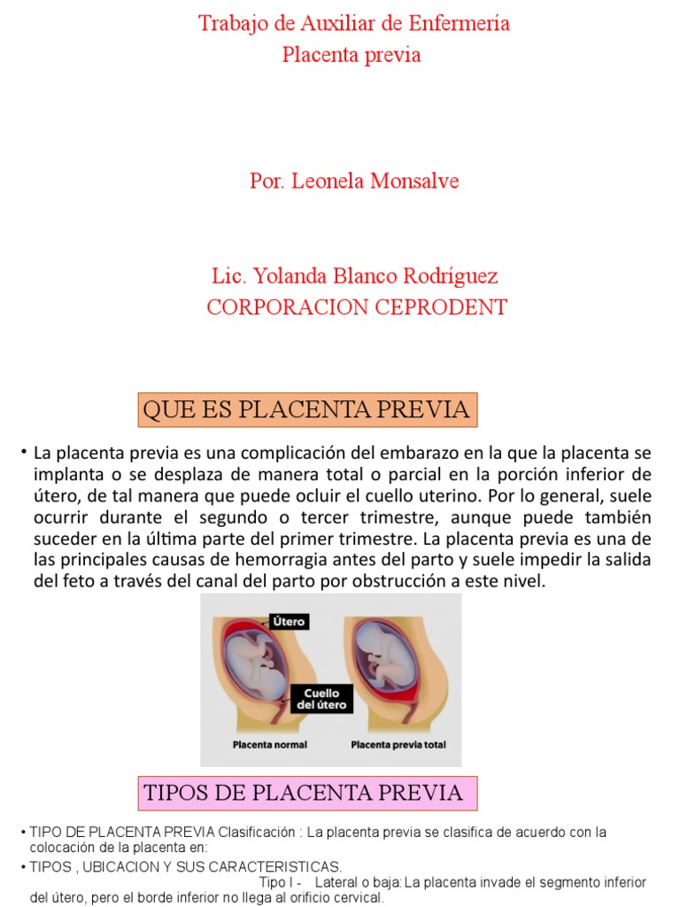 Placenta Previa | PDF | Enfermedades y trastornos humanos | Parto