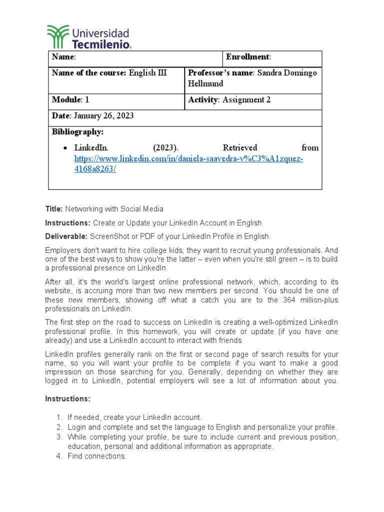 Homework 2 | Download Free PDF | Linked In | Internship