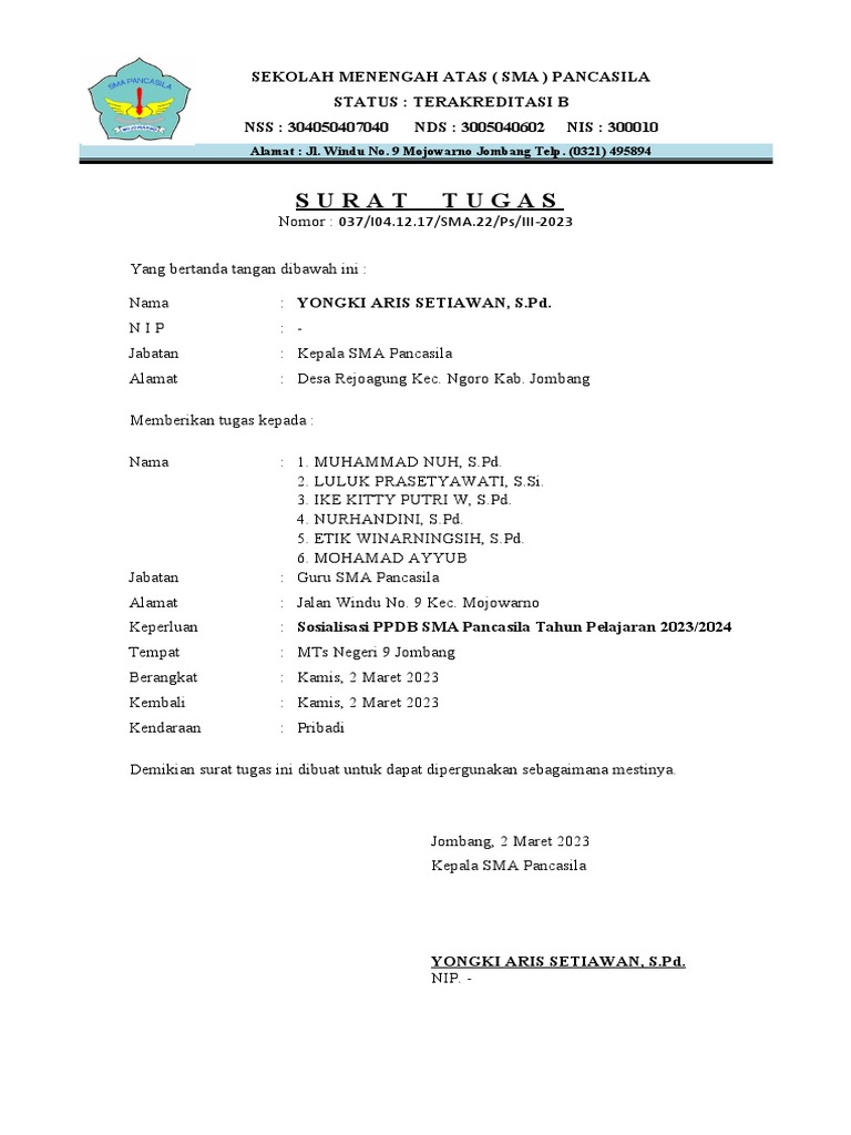 SPPD SMA PPDB Sosialisasi MTSN 9 | PDF