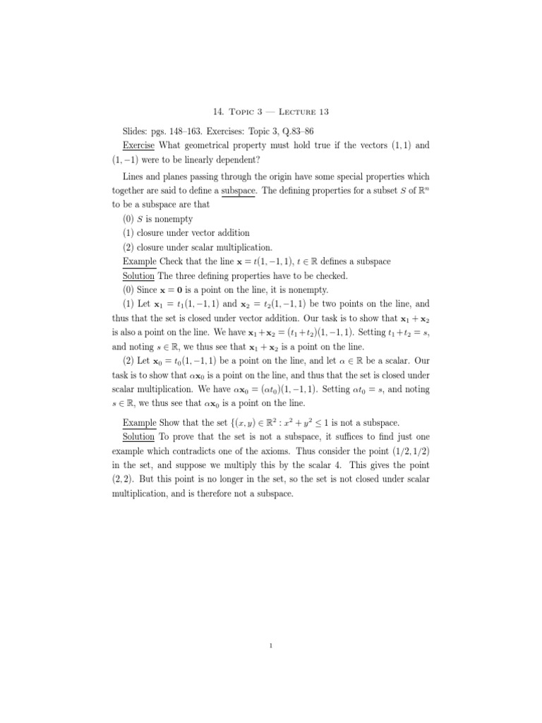 Properties Of Subspaces And Spans Exploring Linear Dependence And Independence Of Vectors In Rn
