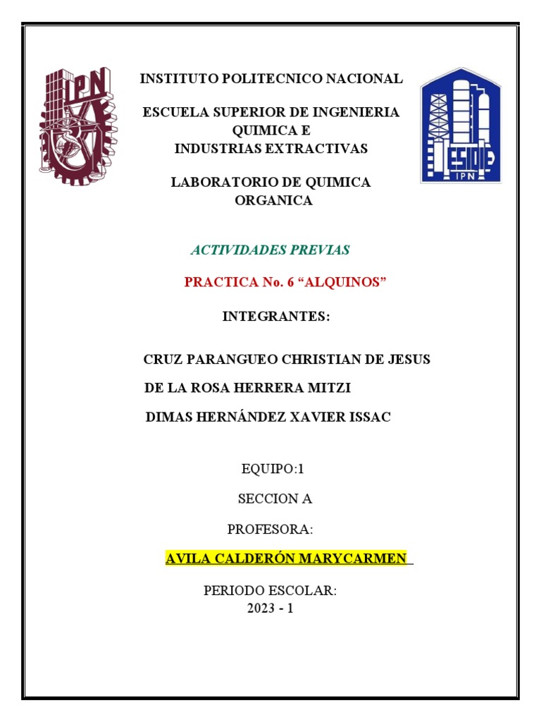 Actividades Previas Eq1 P6 | PDF | Ciencias fisicas | Sustancias químicas
