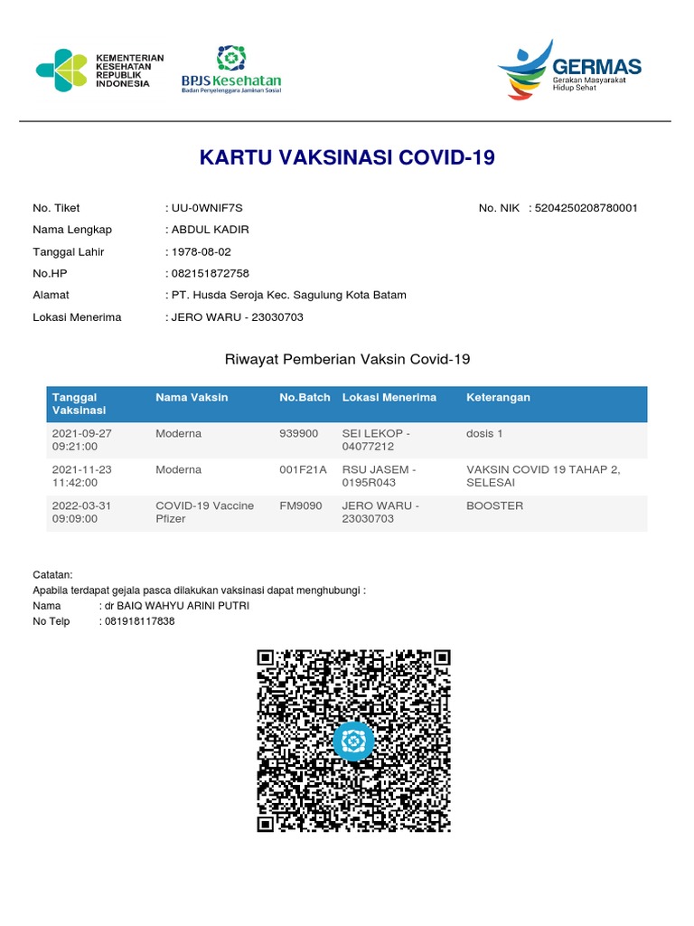 Sertifikat Vaksin | PDF