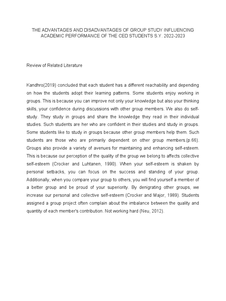 The Advantages and Disadvantages of Group Study Influencing Academic ... The Advantages and Disadvantages of Group Study Influencing Academic ...