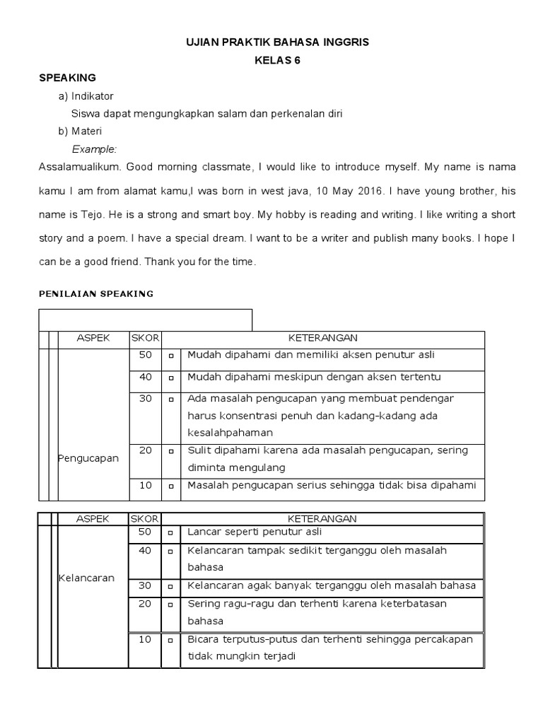 Ujian Praktik Bahasa Inggris | PDF