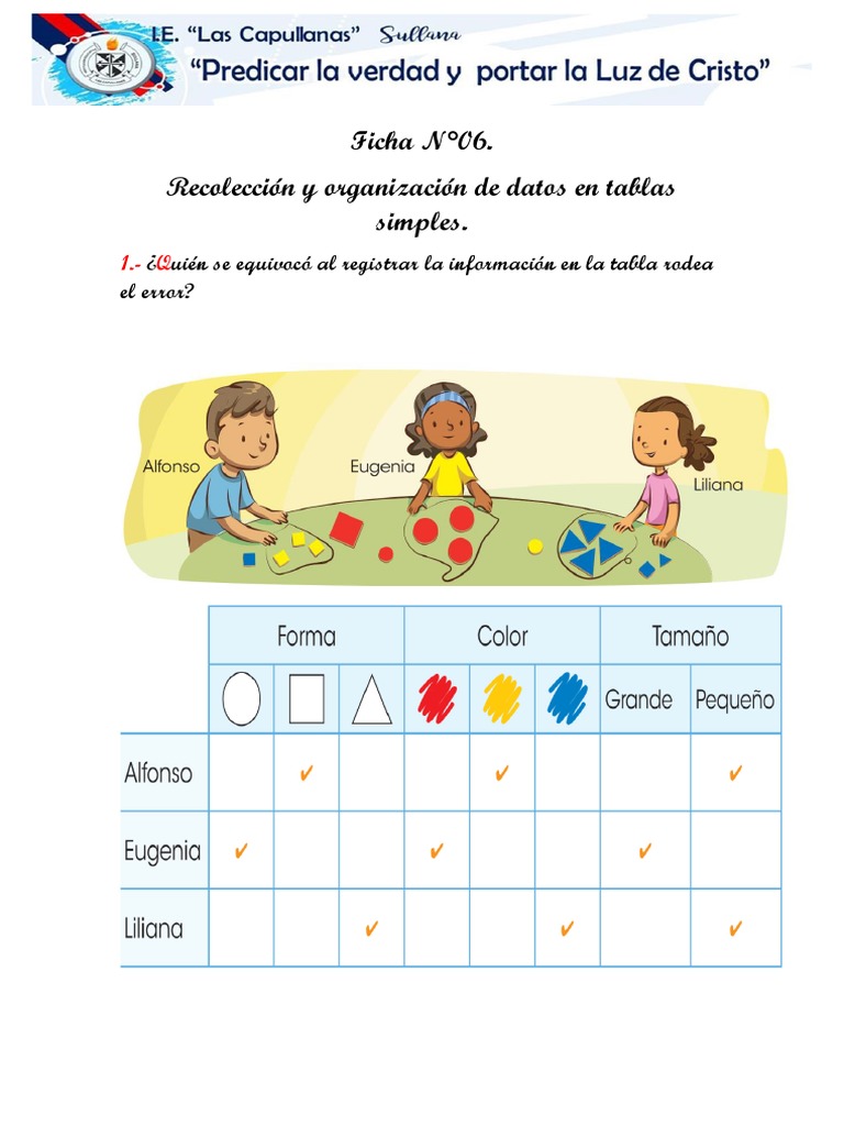 Ficha N°06 Matemática- Recolección y organización de datos en tablas ...