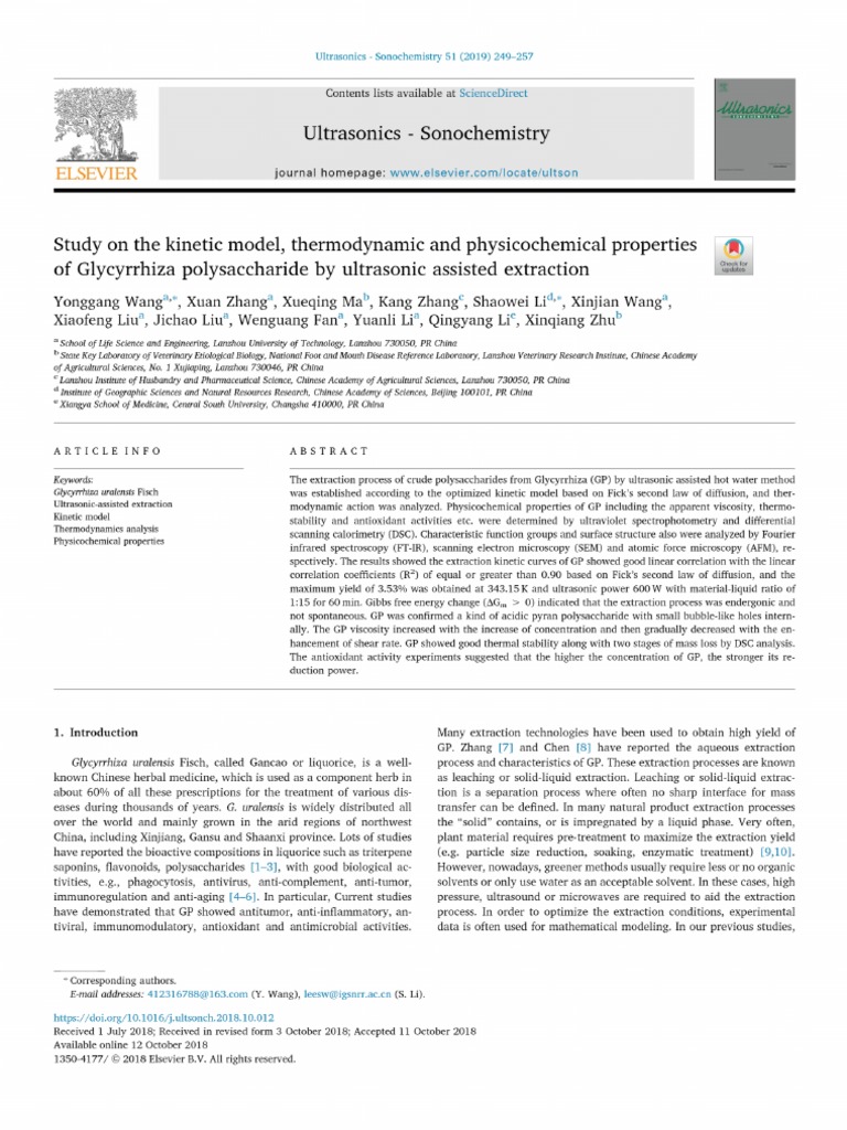 Study on the kinetic model, thermodynamic and physicochemical ...