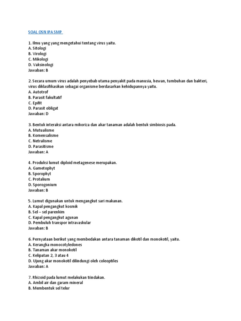 Soal Osn Ipa SMP | PDF