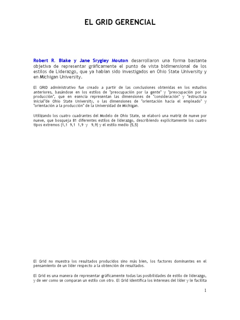 El GRID Gerencial | PDF | Liderazgo | Toma de decisiones