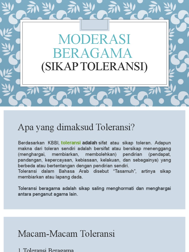Toleransi Beragama: Pentingnya Sikap Moderasi | PDF