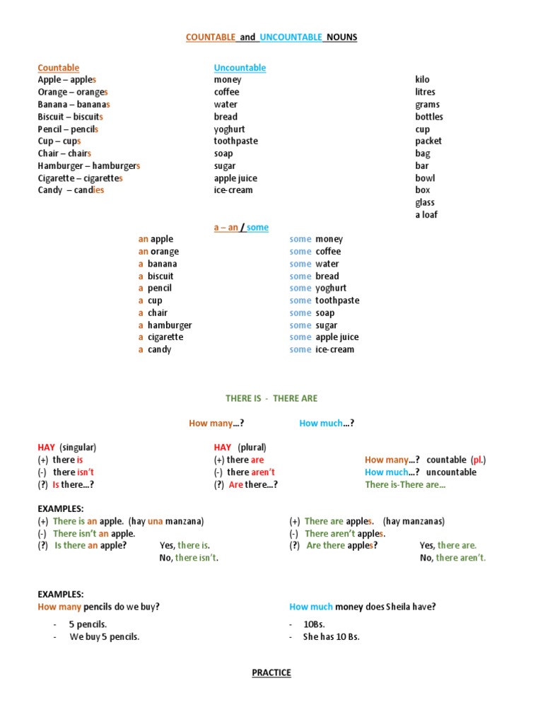 Contables-Incontables Sustantivos | PDF | Languages | Foreign Language Studies