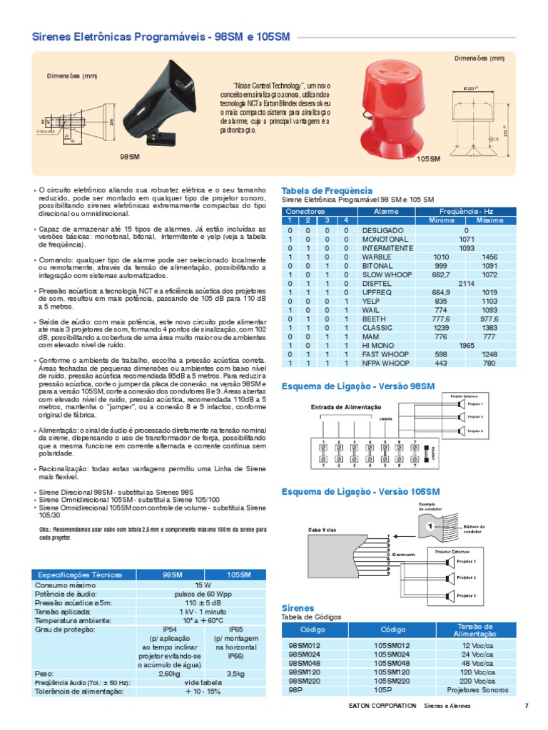 Sirenes Eletrônicas Programáveis 98SM e 105SM - Características e ...
