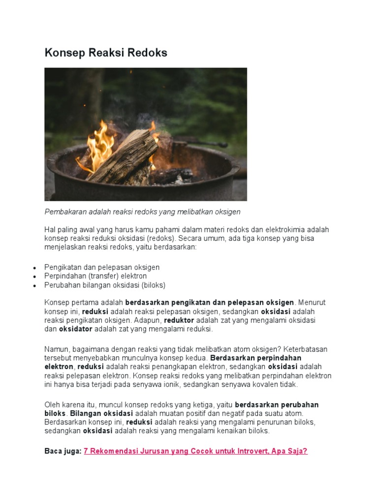 Konsep Reaksi Redoks | PDF