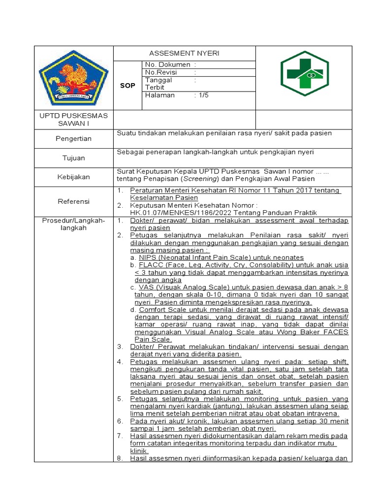Sop Assesment Nyeri | PDF